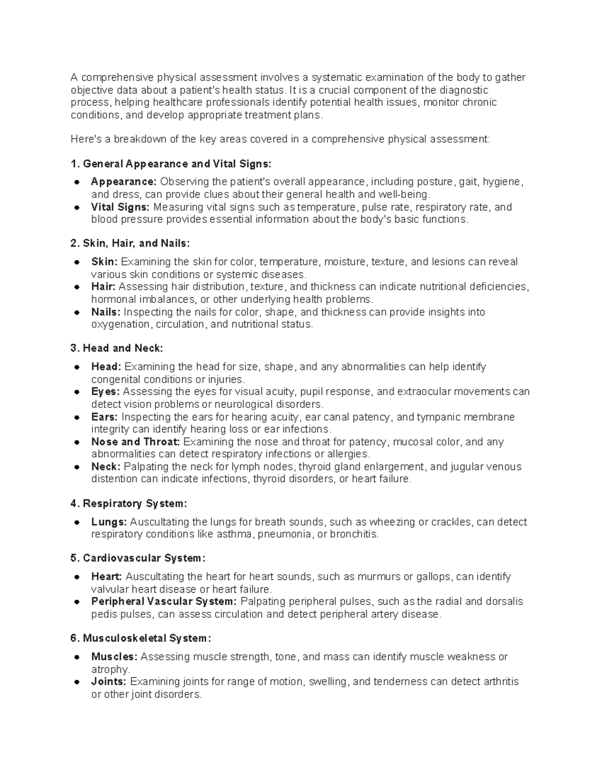 Comprehensive Physical Assessment - It is a crucial component of the ...