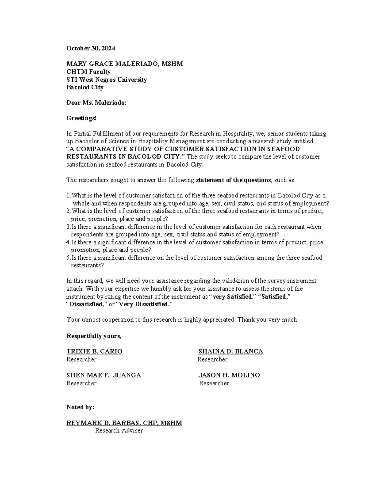 Diotay's Seafood Eatery Strategic Management Plan - Final Report - Studocu