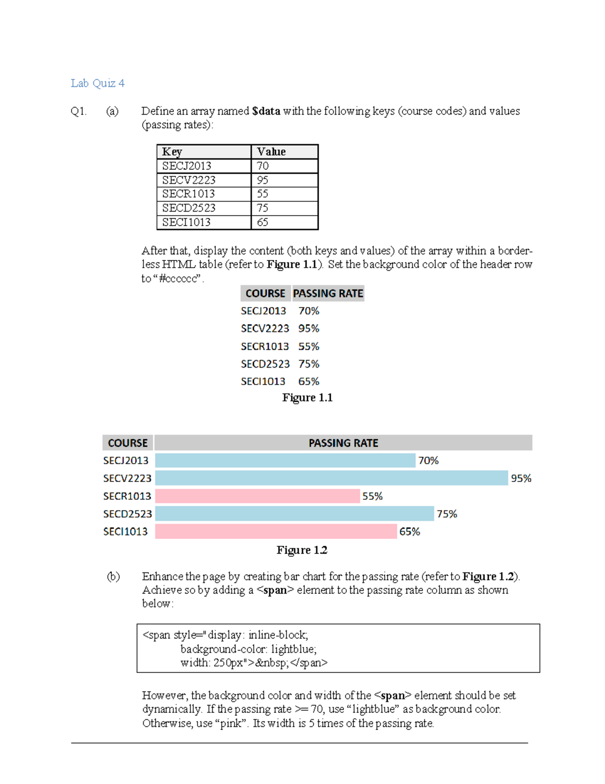 Web Programming Lab 4: Array Definition & Bar Chart Creation - Studocu