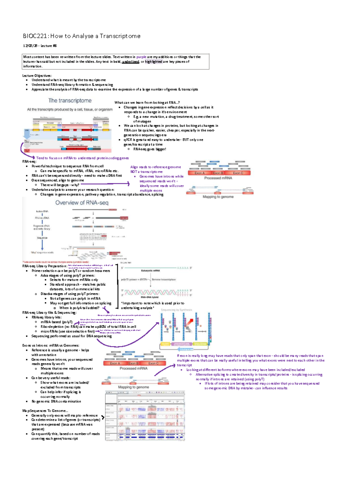 BIOC221: Lecture 8 - Analyzing Transcriptomes - Studocu