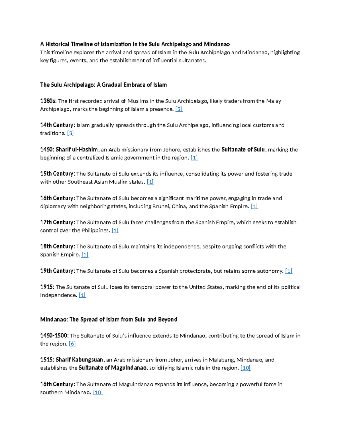 A Historical Timeline of Islamization in Sulu and Mindanao Regions ...