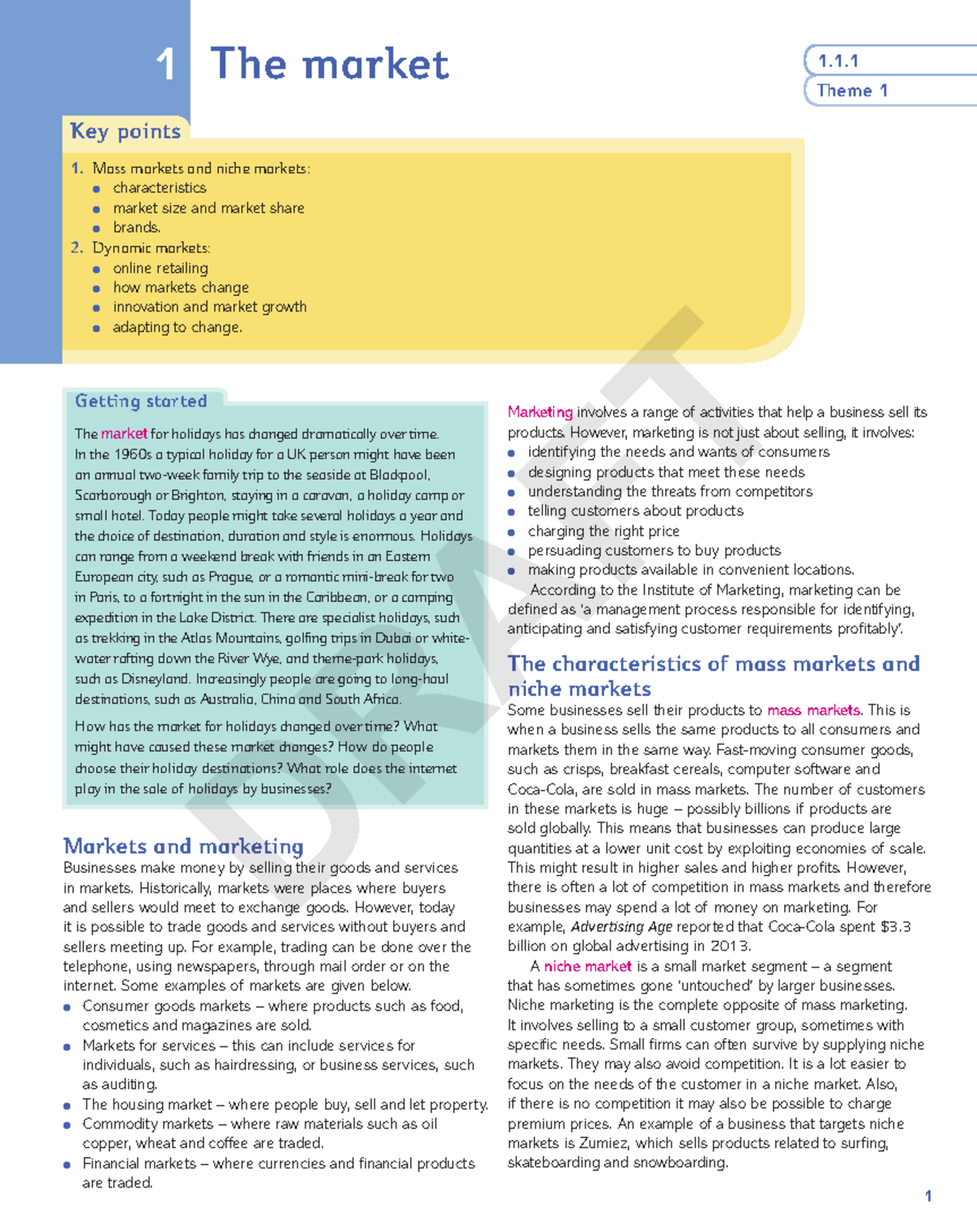 Sample/practice exam - Markets and marketing Businesses make money by ...