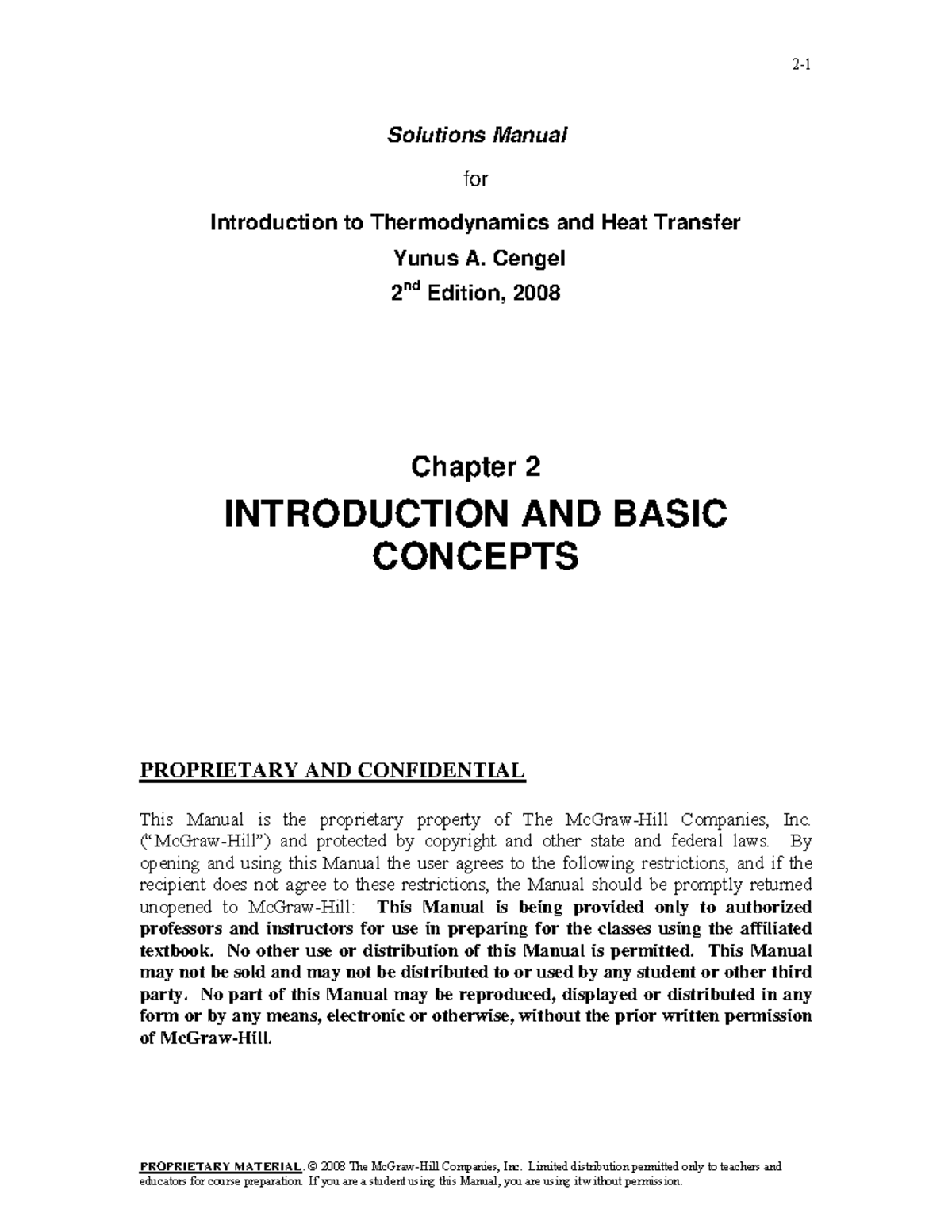 Intro to Thermodynamics & Heat Transfer (THT 2e) Solutions Manual ...