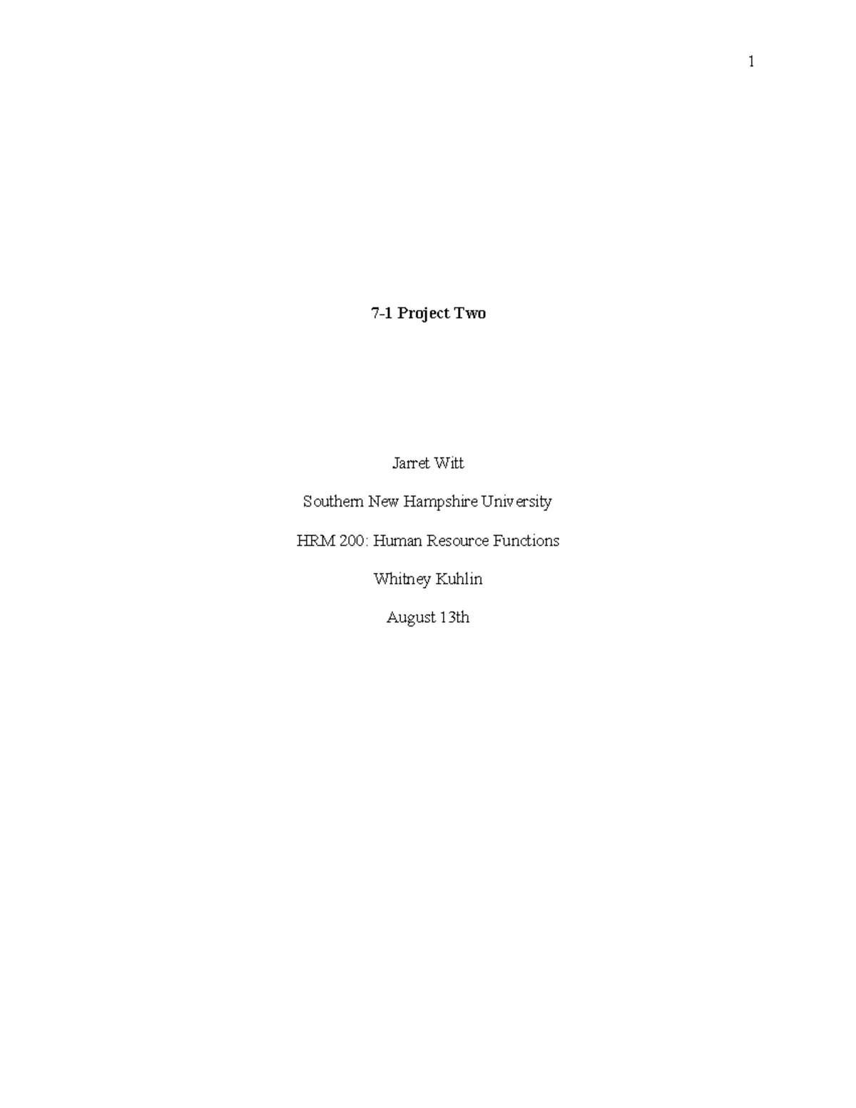 HRM 200: Project Two - Overview of Total Rewards Strategies - Studocu