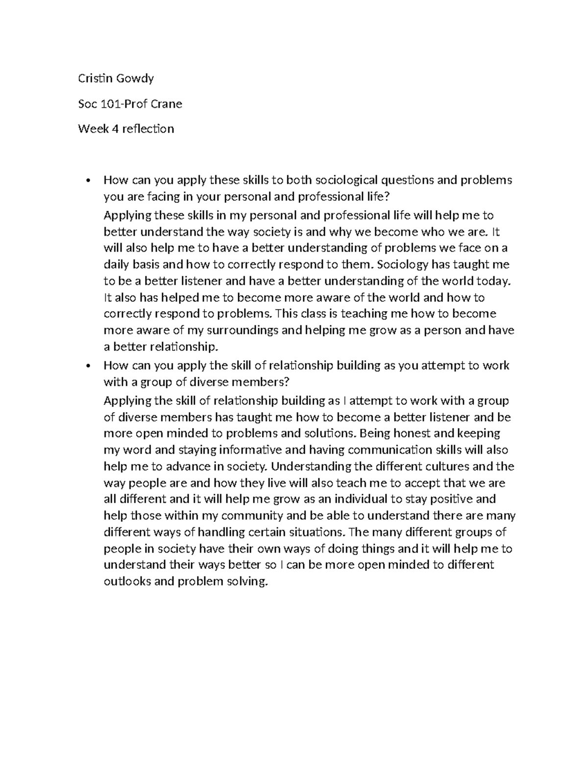 Soc 101 Week 4 Reflection: Skills for Personal & Professional Growth ...