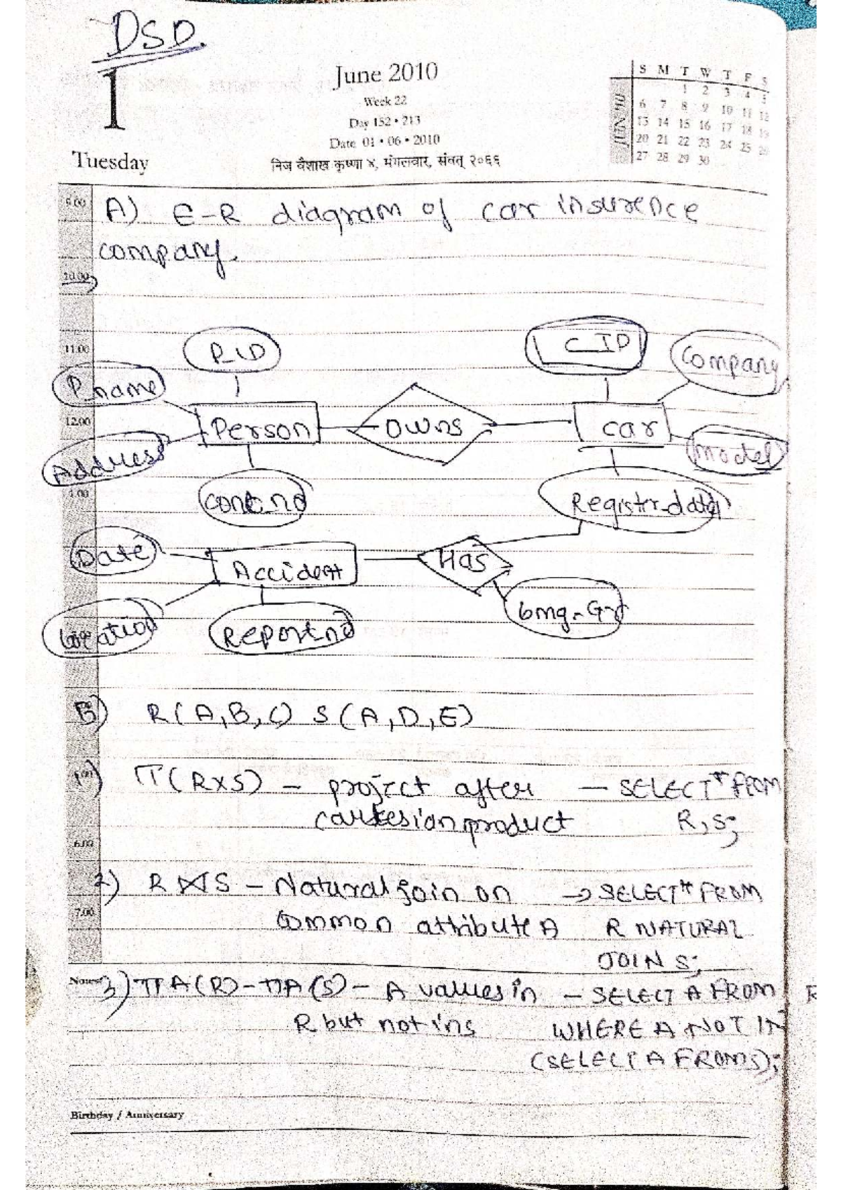 DSD June 2010 Week 22 Notes on SQL and Database Management - Studocu