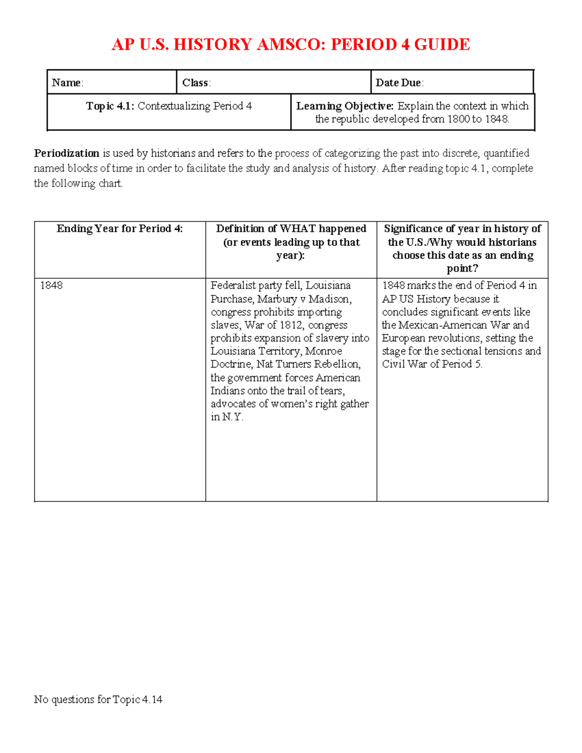 Amsco APUSH Unit 4 Reading Guide (1800-1848) - Studocu