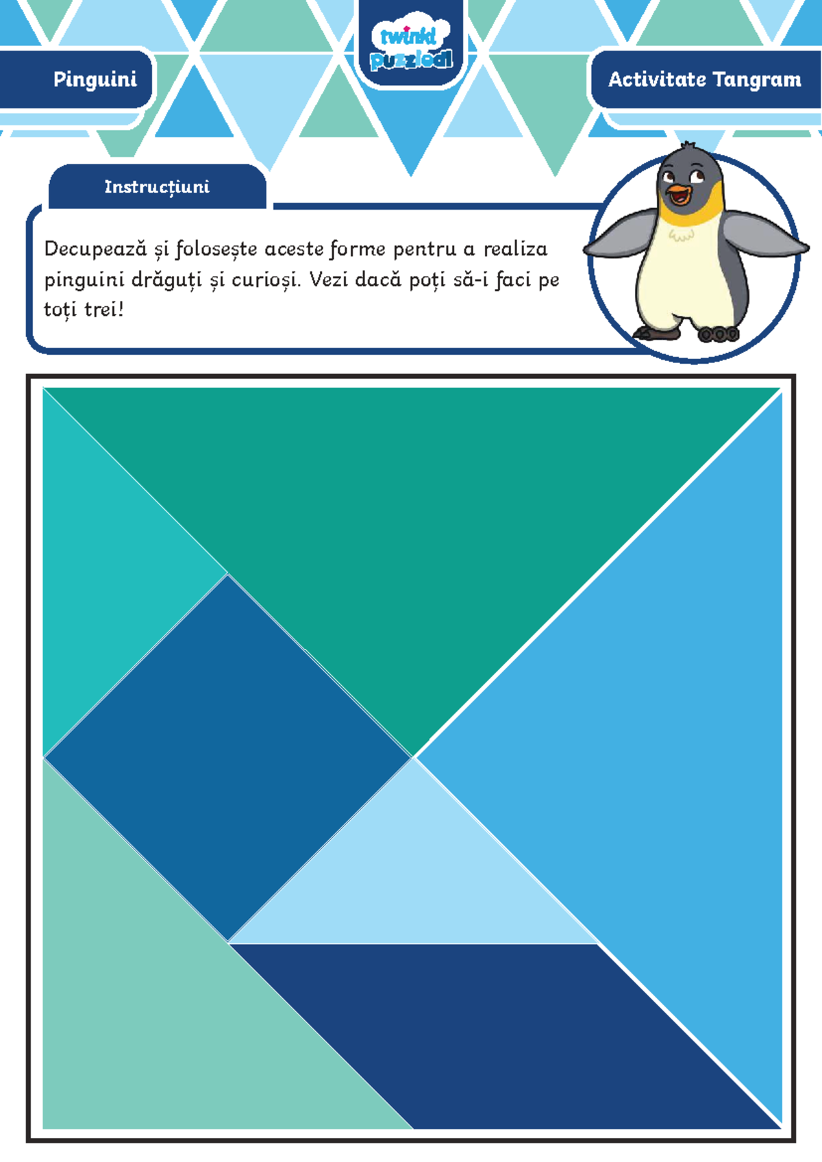 Tangram pinguini - Fise de lucru - Pedagogia Invatamantului Primar si ...