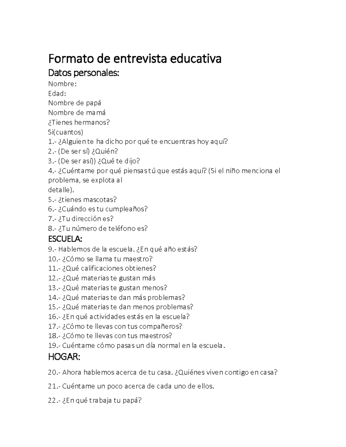 Formato de Entrevista Educativa - Ejemplo de Preguntas y Estructura ...
