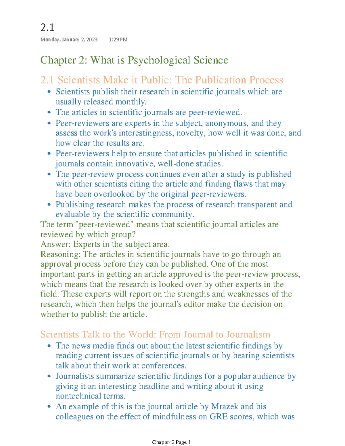 Chapter 2: Psychological Science - Notes & Soomo Q&A - Studocu