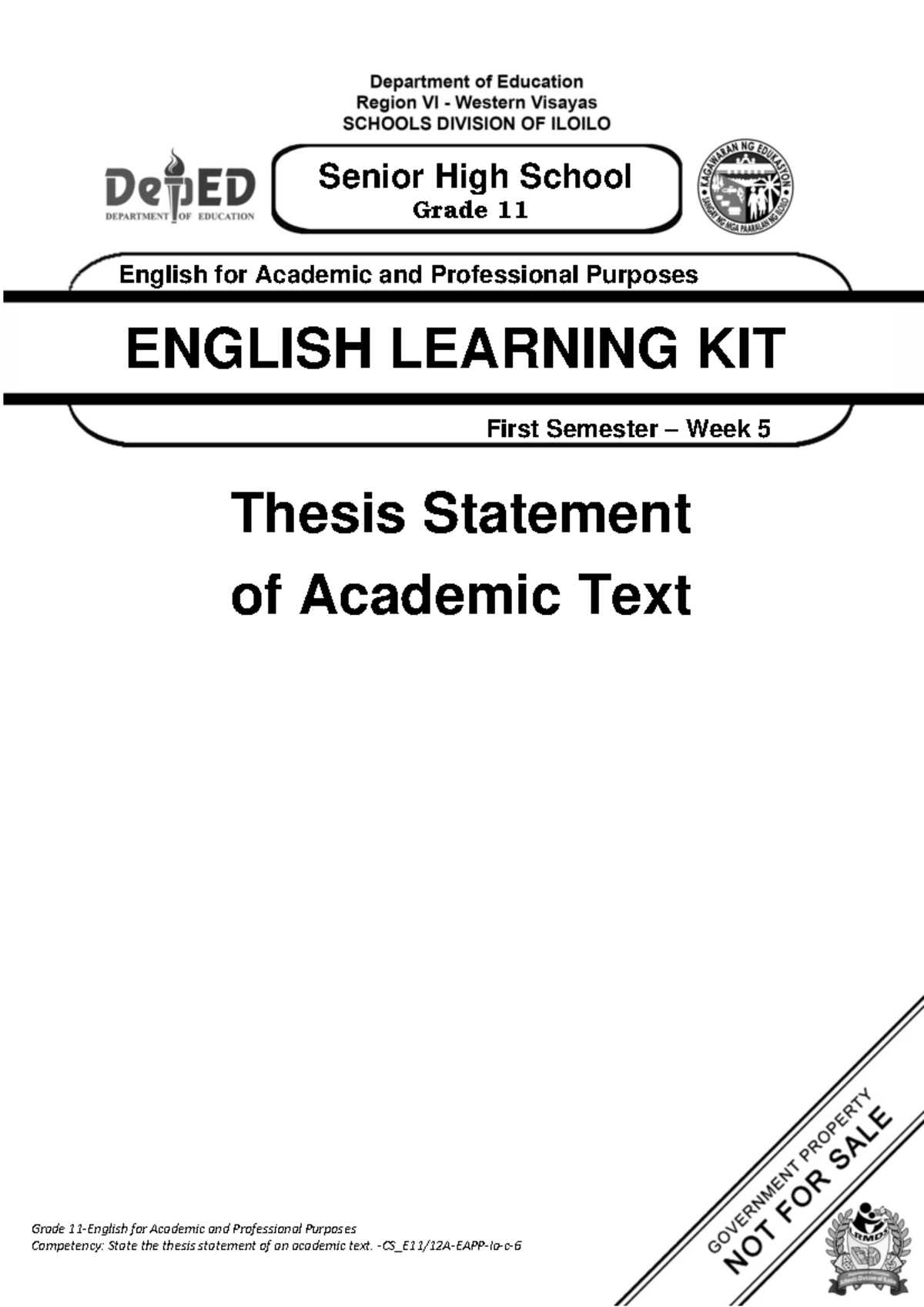 EAPP WEEK5 - None - Grade 11-English for Academic and Professional ...