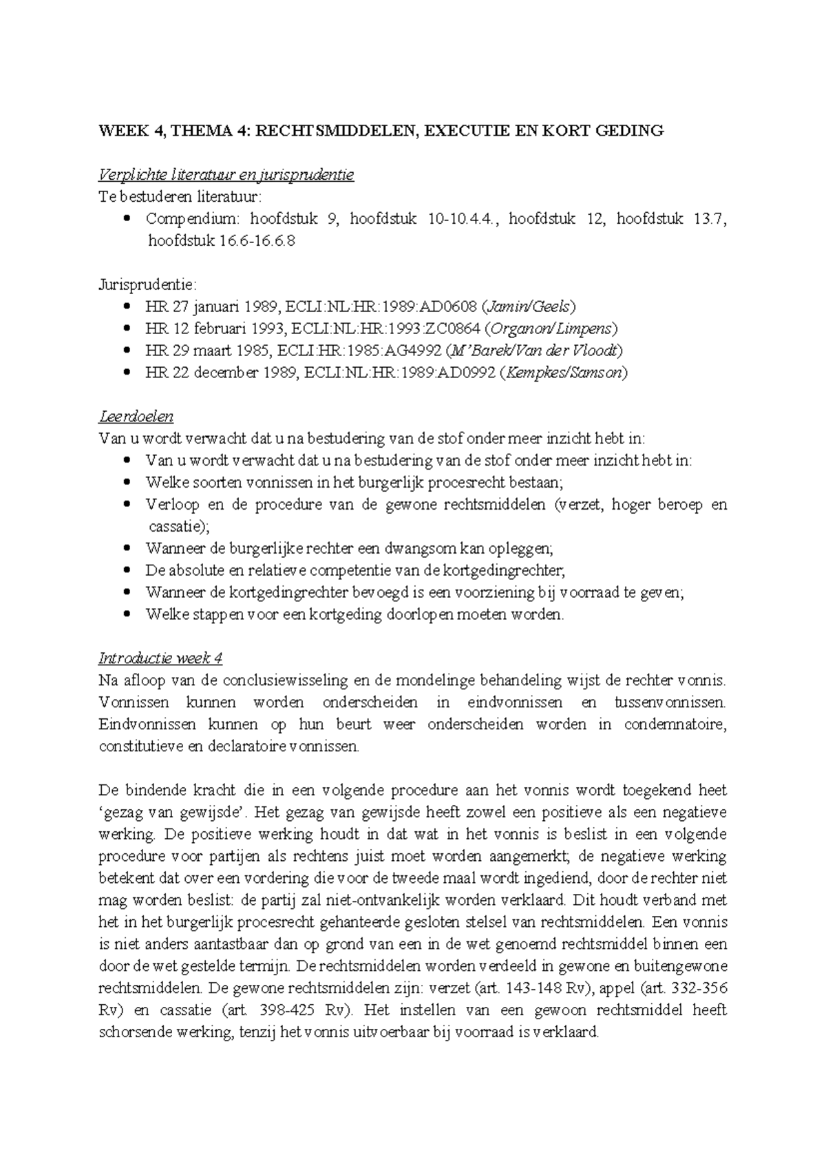 Opdrachten Thema 4 Rechtsmiddelen en Executie BBPR 22-23 - Studeersnel