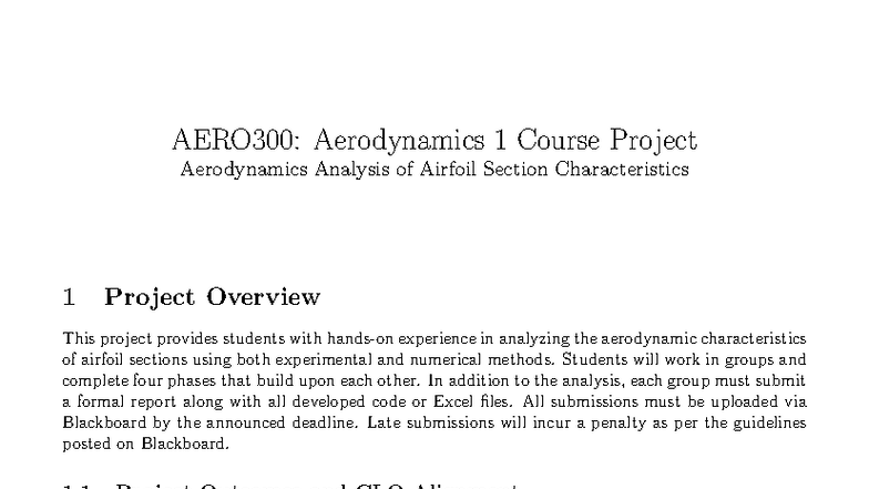 AERO300: Aerodynamics 1 Project on Airfoil Analysis and Characteristics ...