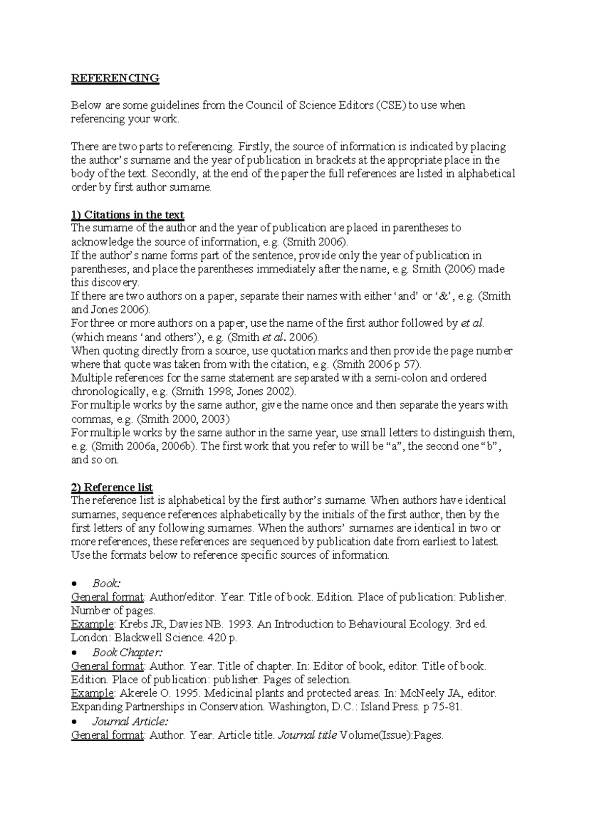 CSE Referencing Guide: Essential Citation Techniques - Studocu
