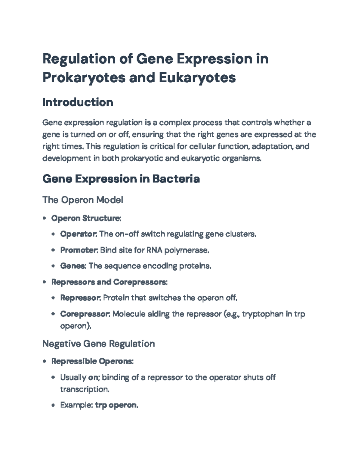 Regulation of Gene Expression in Prokaryotes & Eukaryotes - BIO101 ...
