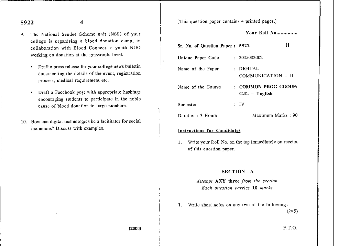 5922 Digital Communication II: NSS Blood Donation Camp Press Release ...