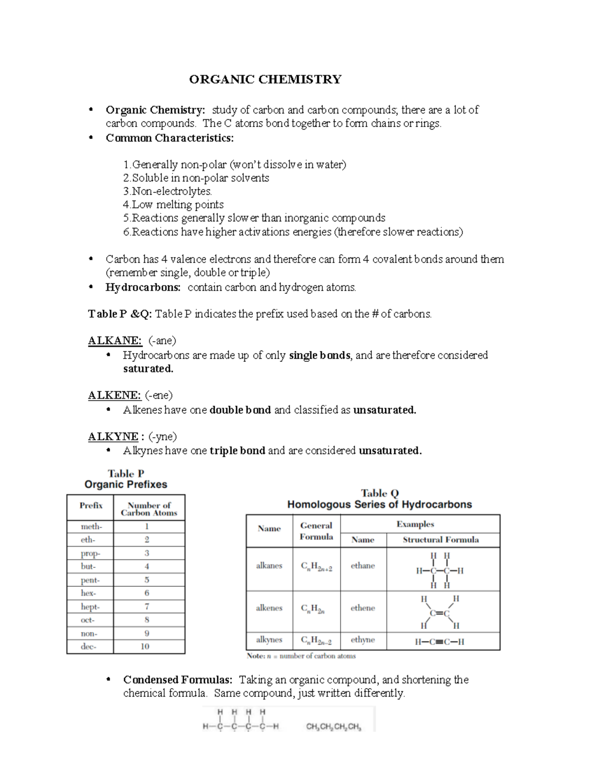 Organic Review (Study Guide) - ORGANIC CHEMISTRY Organic Chemistry ...