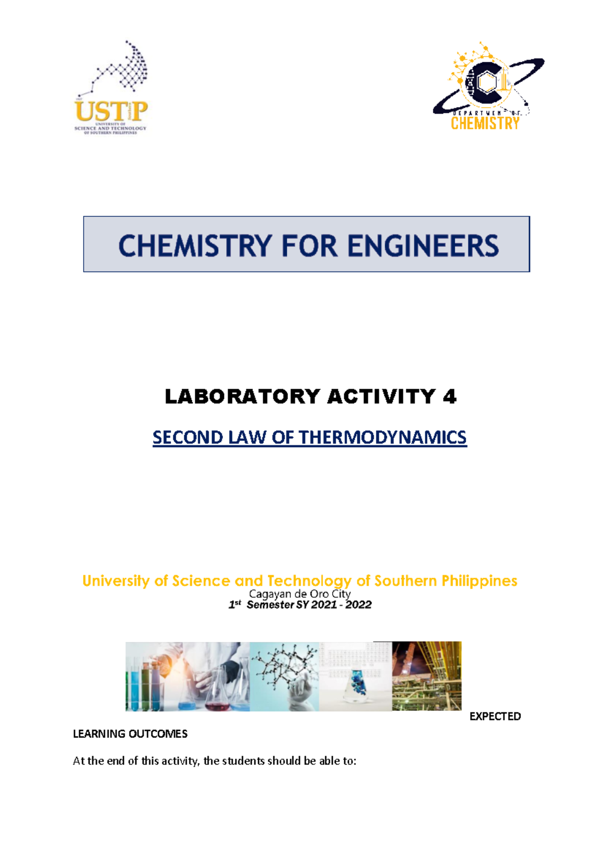 Activity 4 - Entropy AND THE Second LAW OF Thermodynamics - EXPECTED ...