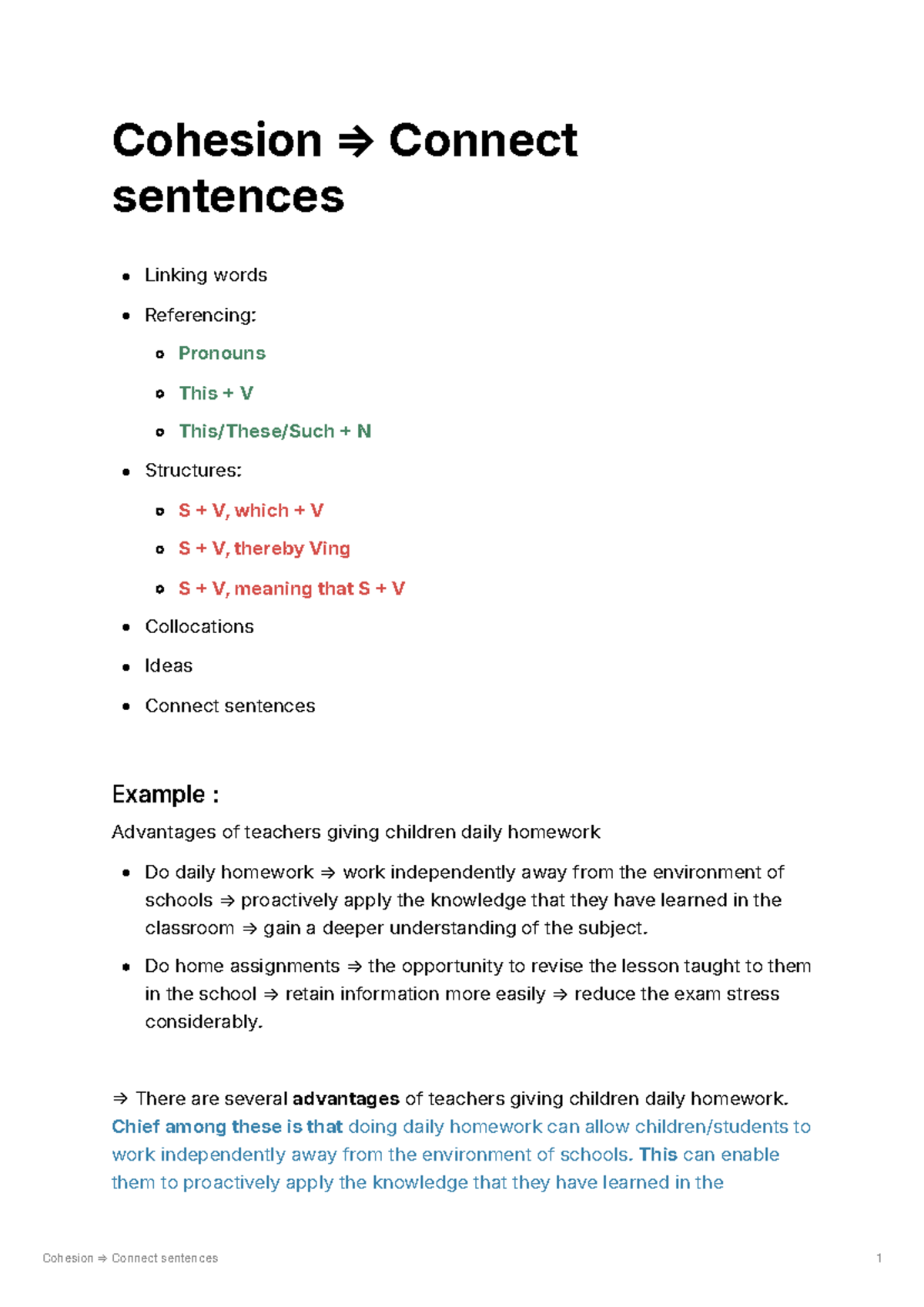 Cohesion Techniques for Connecting Sentences in Essays - Studocu