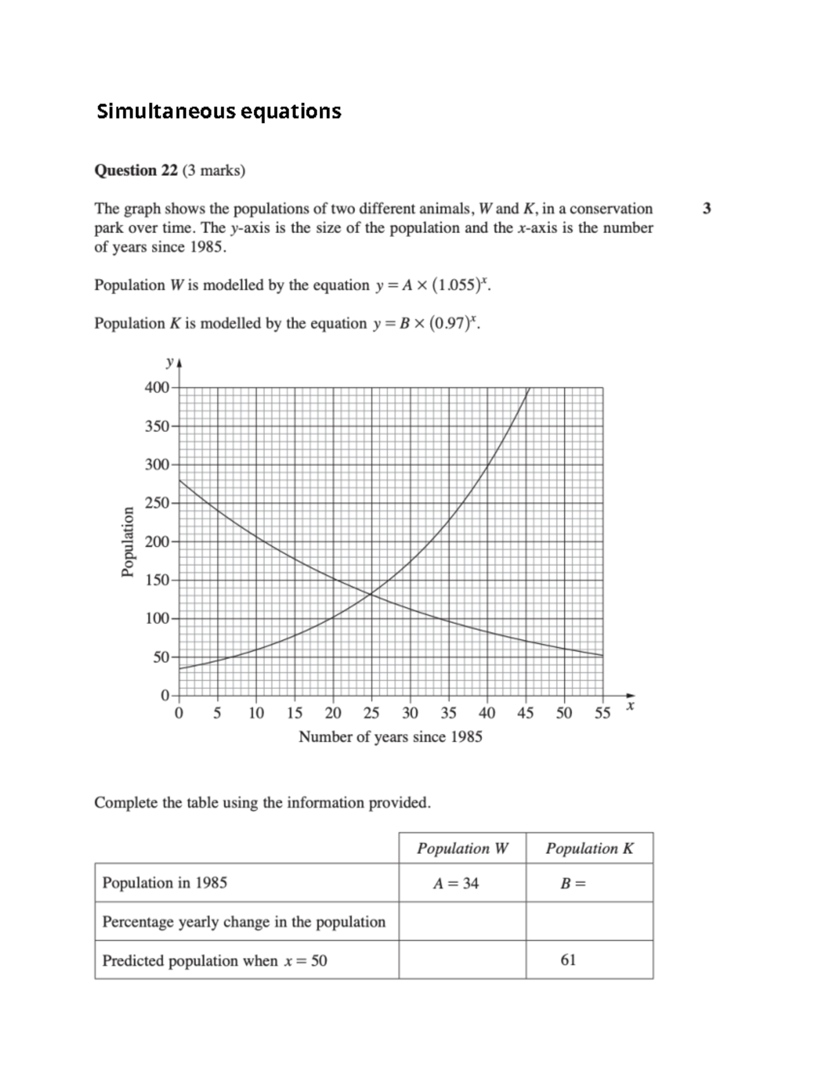 Simultaneous Practice Paper 1 - Simultaneous equations Question 22 (3 ...