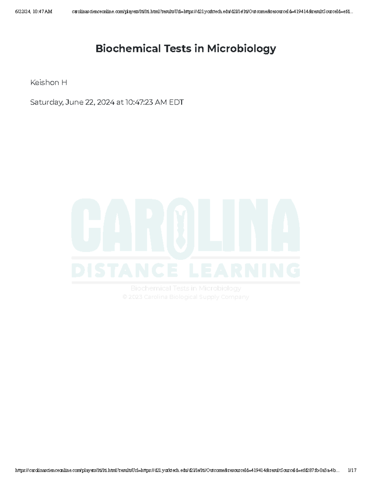Biochemical Lab Report: Microbiology Tests and Analysis - Studocu