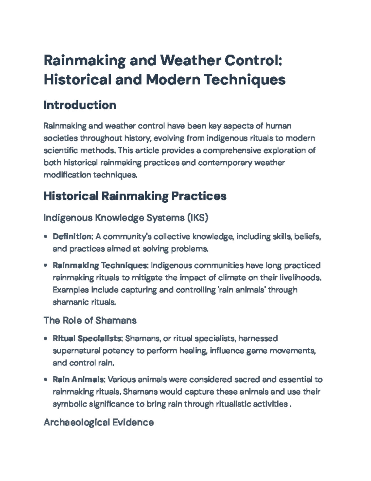 Rainmaking and Weather Control: Historical Practices and Modern ...