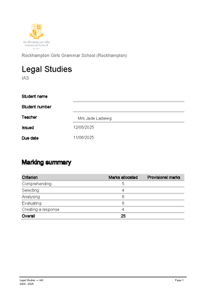 Legal Studies - Grade: 12 - Queensland Certificate of Education - Studocu