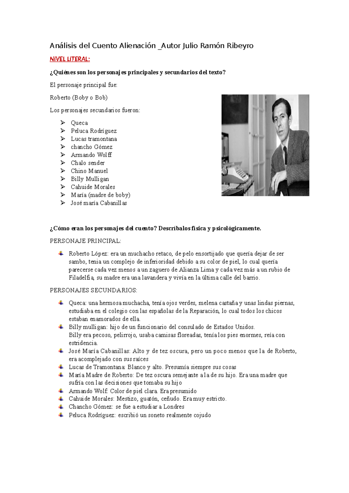 Análisis del Cuento "Alienación" - Curso de Literatura - Studocu