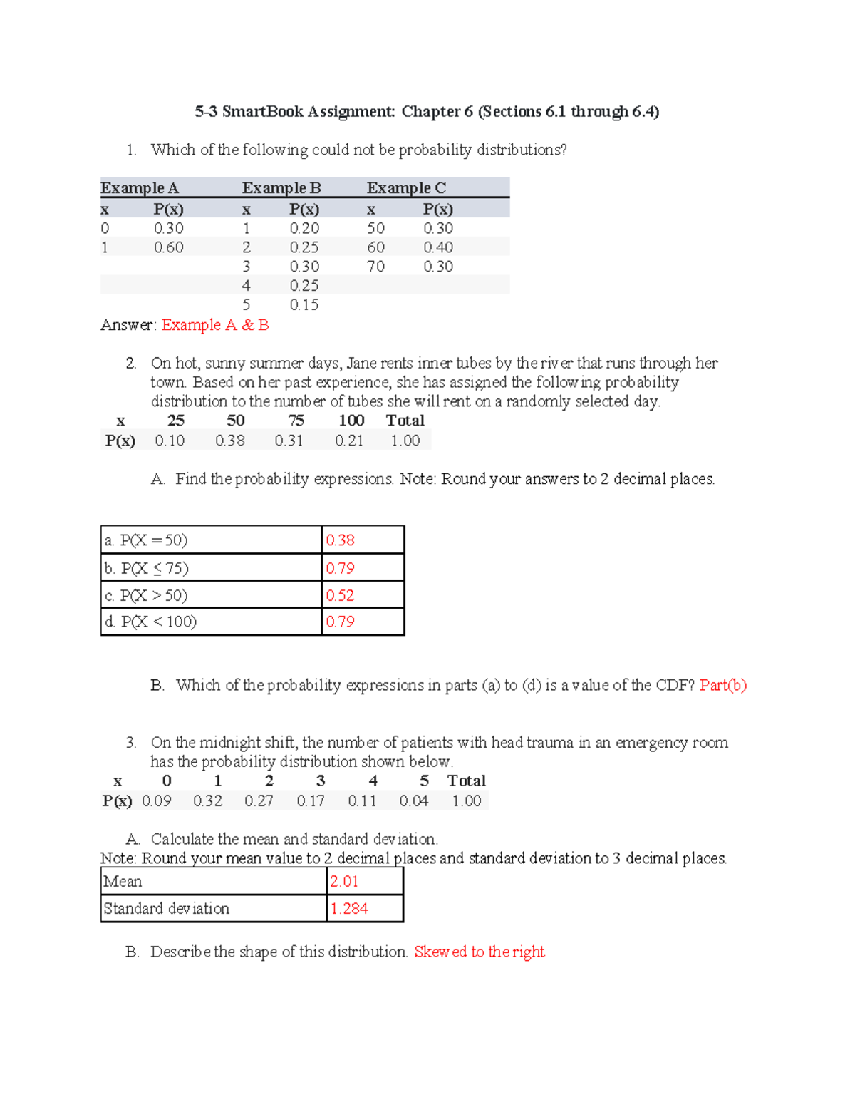 5-3 SmartBook Assignment: Chapter 6 Sections 6.1-6.6 Probability ...