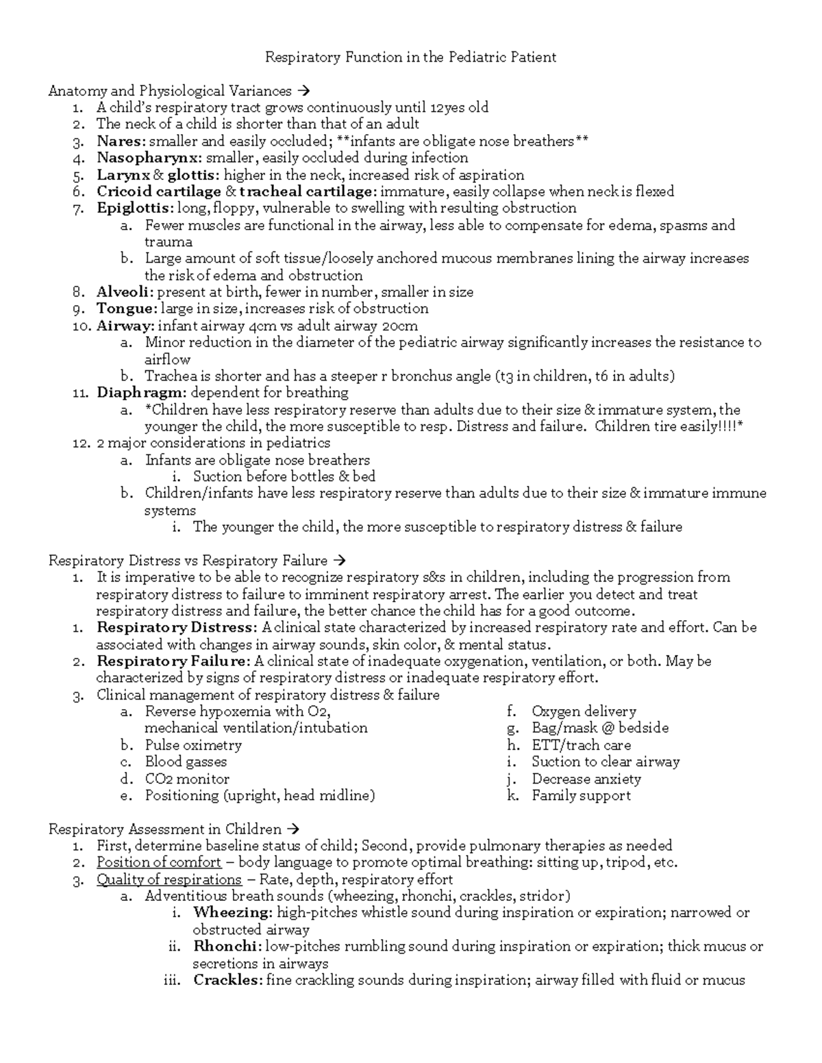 Pediatric Respiratory Function and Management (Nursing Focus ...