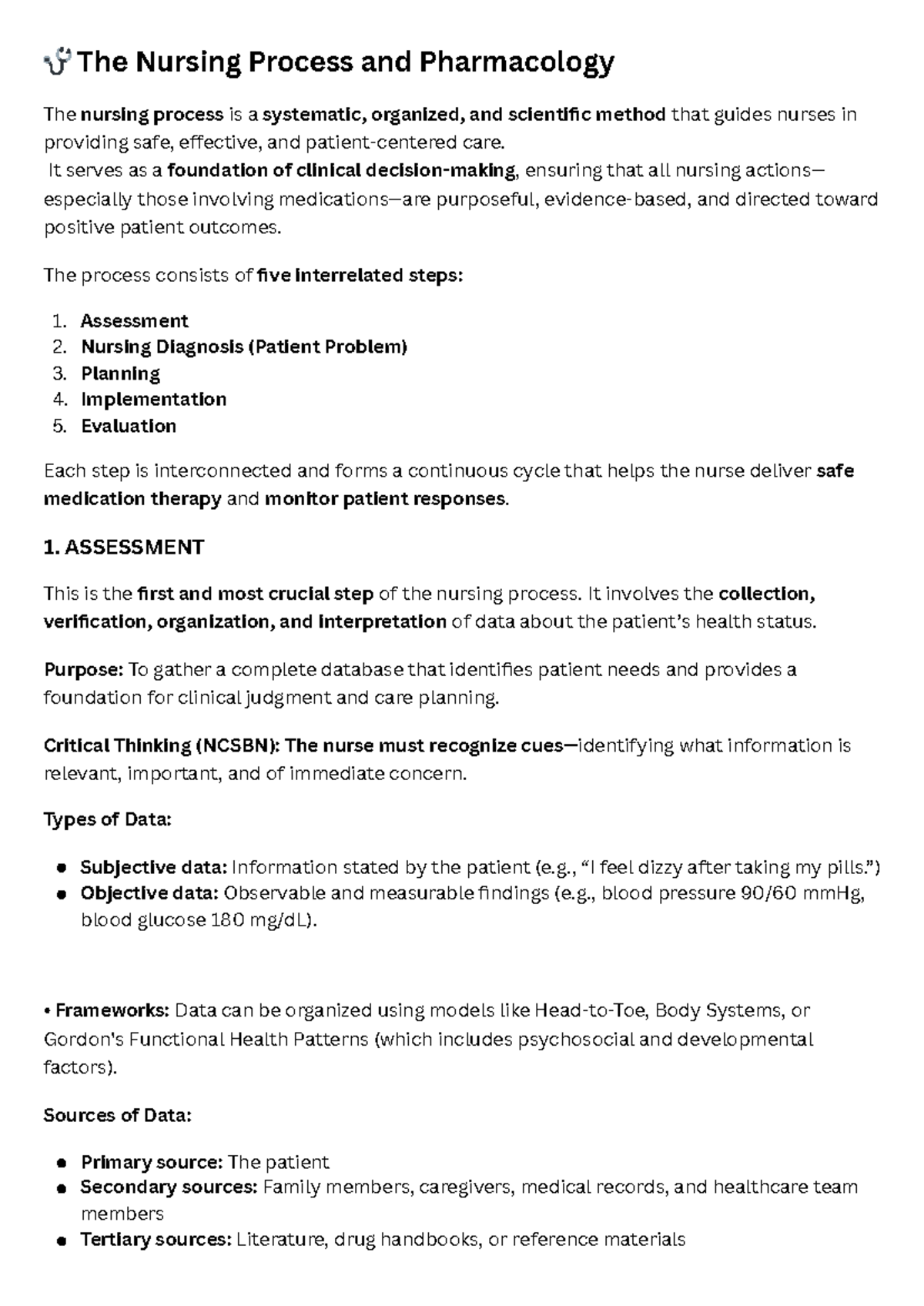 NUR 305: Nursing Process in Pharmacology - A Comprehensive Guide - Studocu