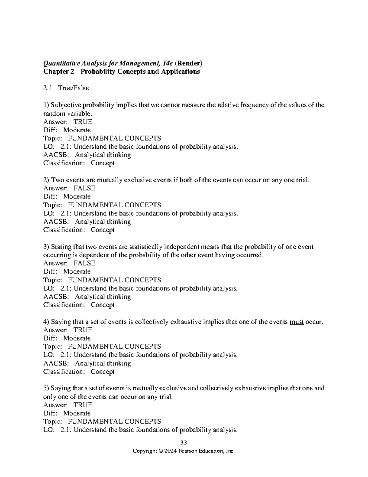 Quantitative Analysis for Management 14e - Chapter 2 Probability ...