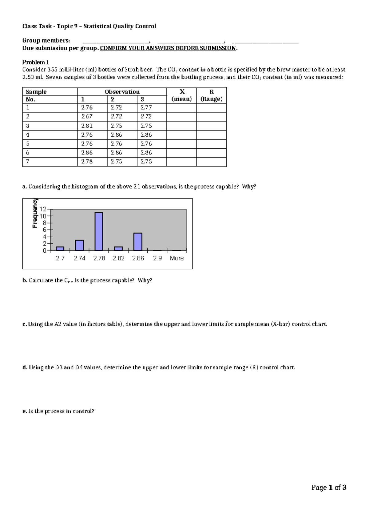 Topic+7-+Class+Task - A ka - Class Task - Topic 9 – Statistical Quality ...