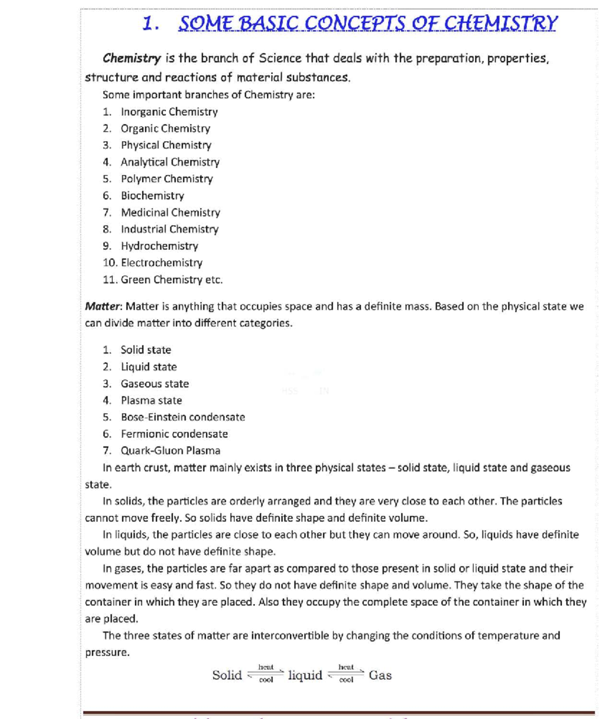 Chapter 1: Chemistry Concepts - Class 11th Board Exam Notes (SBCOC ...