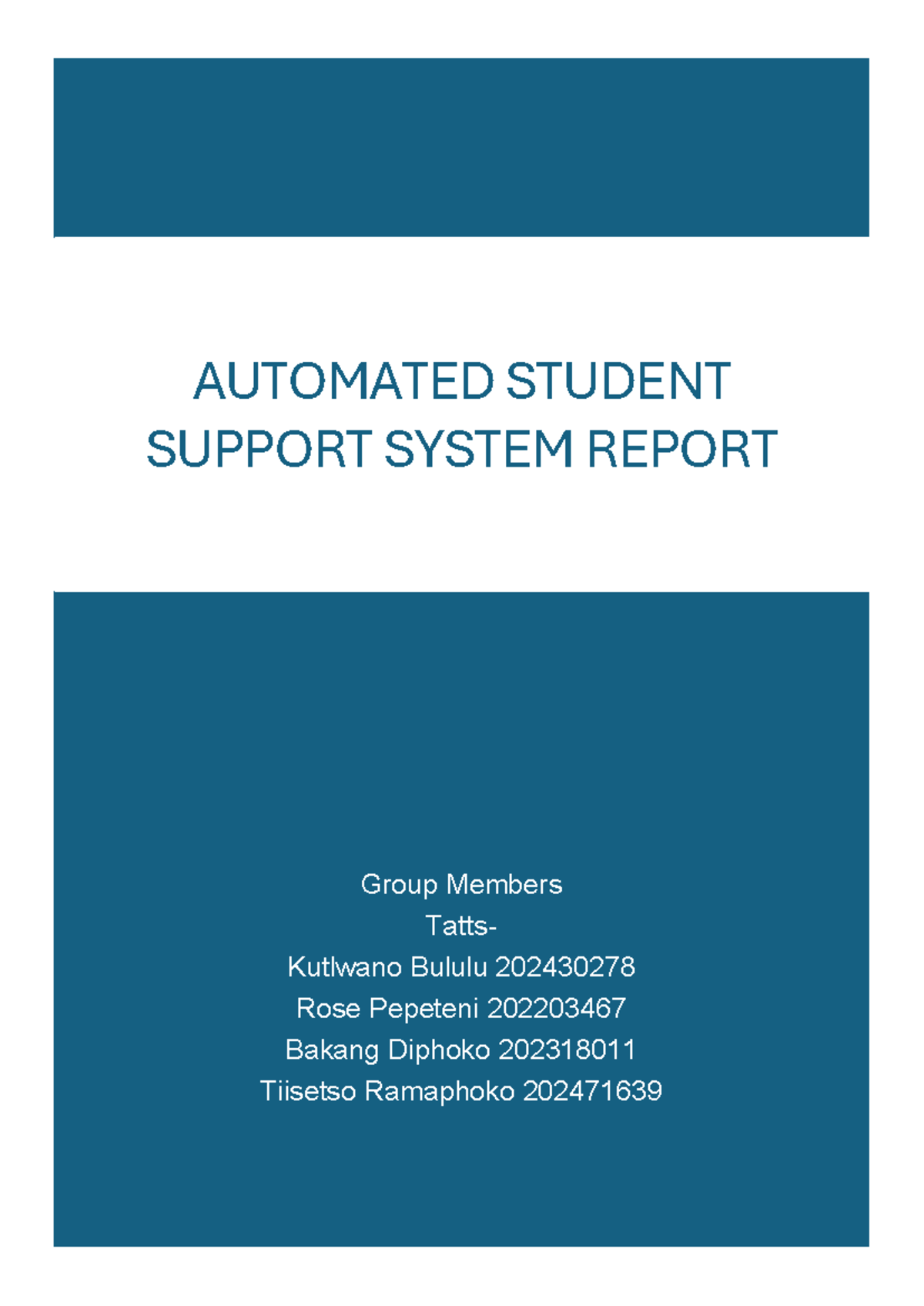 Automated Student Support System Report (CS101) - Studocu