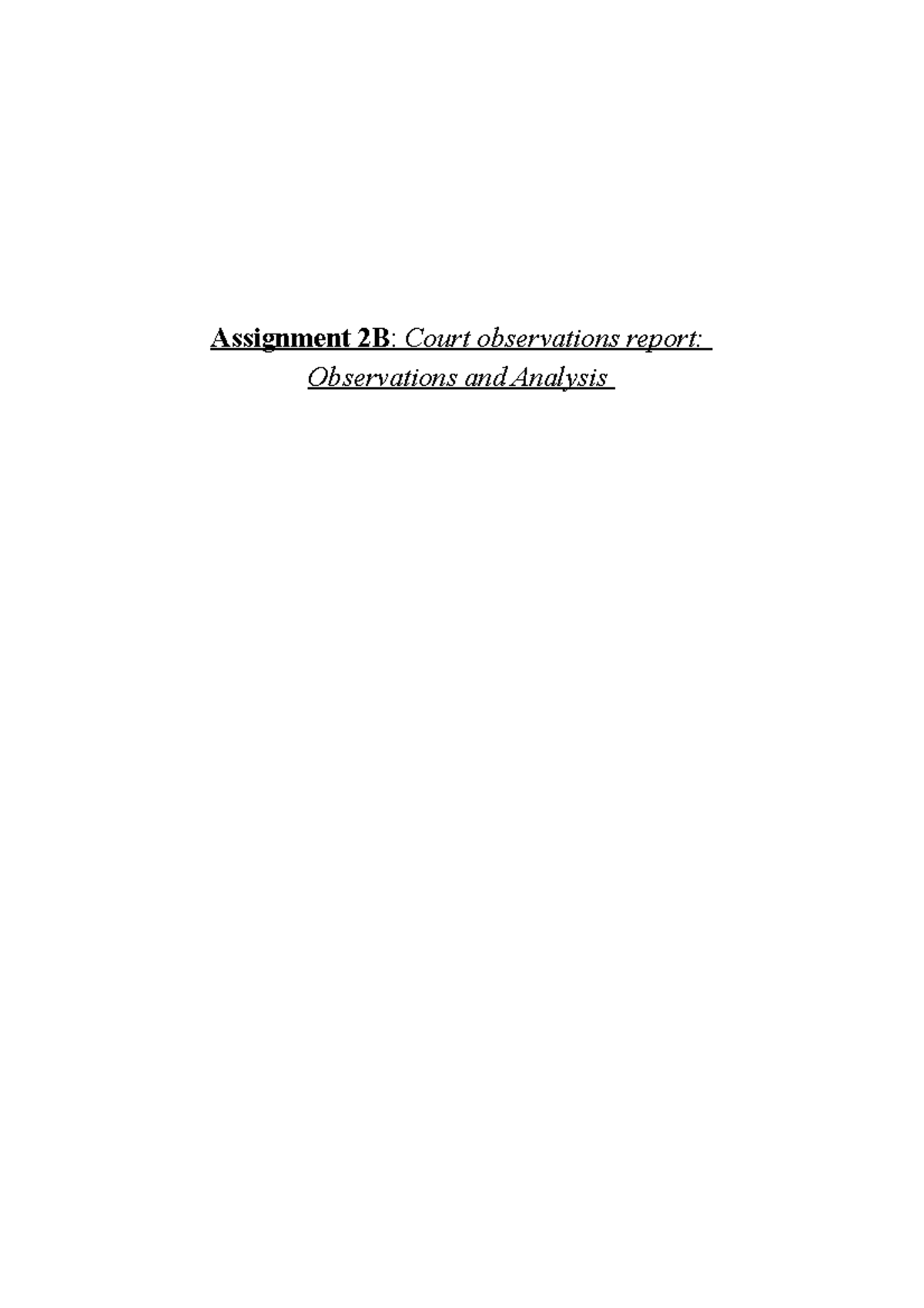 Assignment 2B - court observation - Assignment 2B: Court observations ...
