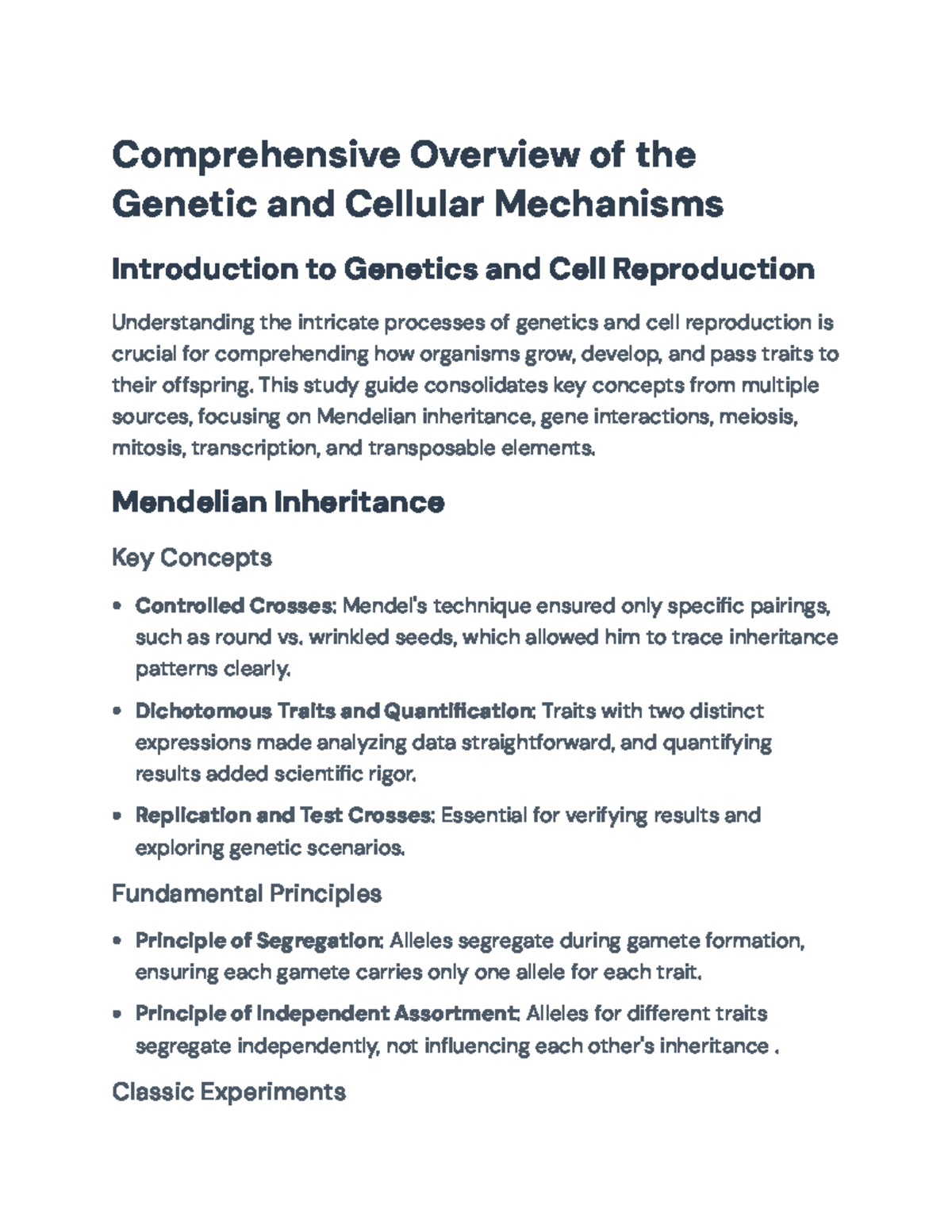 Comprehensive Genetics and Cell Reproduction Study Guide (BIO101 ...