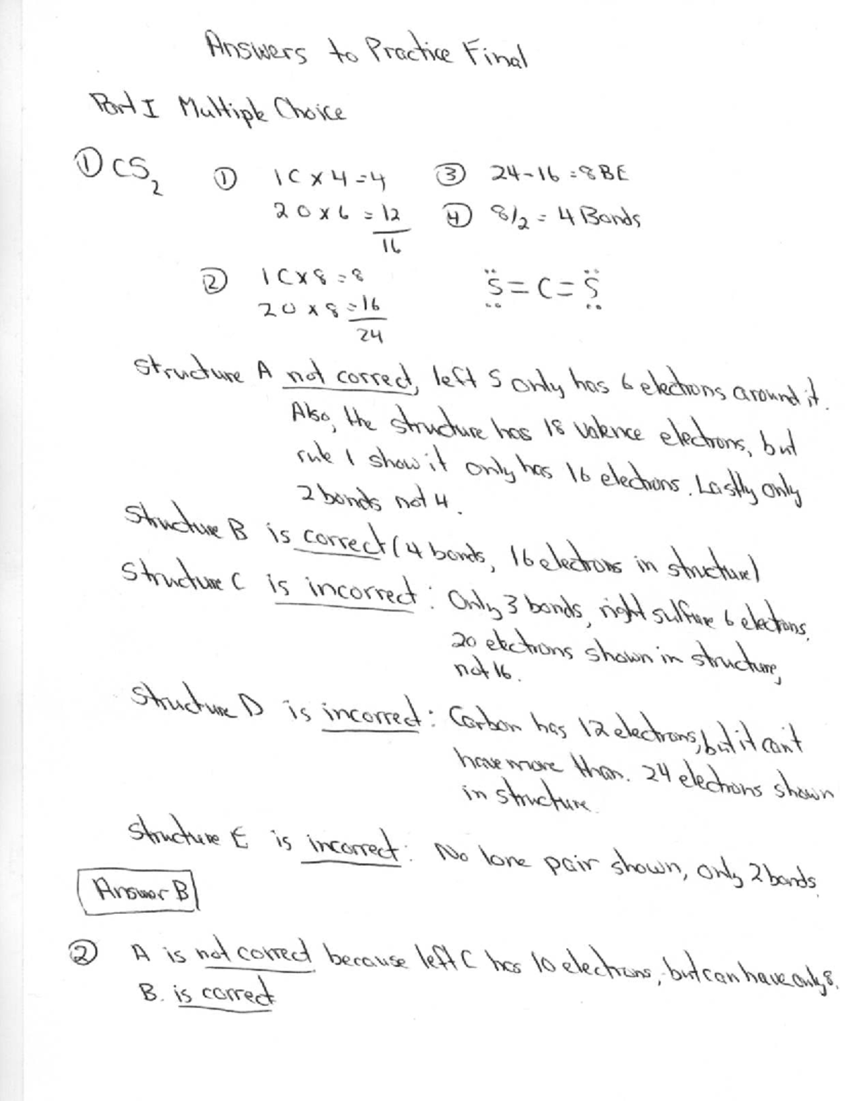 Answers to Practice Final Exam CHM1100 Fall 2025 - Studocu