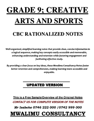 15566 grade 8 creative arts and sports lesson notes complete - GRADE 8 ...