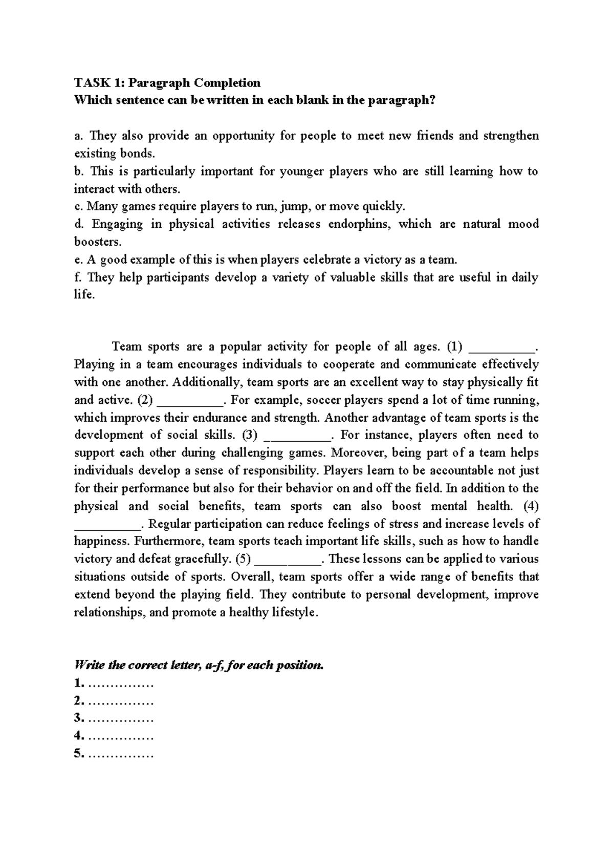 Paragraph Completion - Nothing9 - Studocu