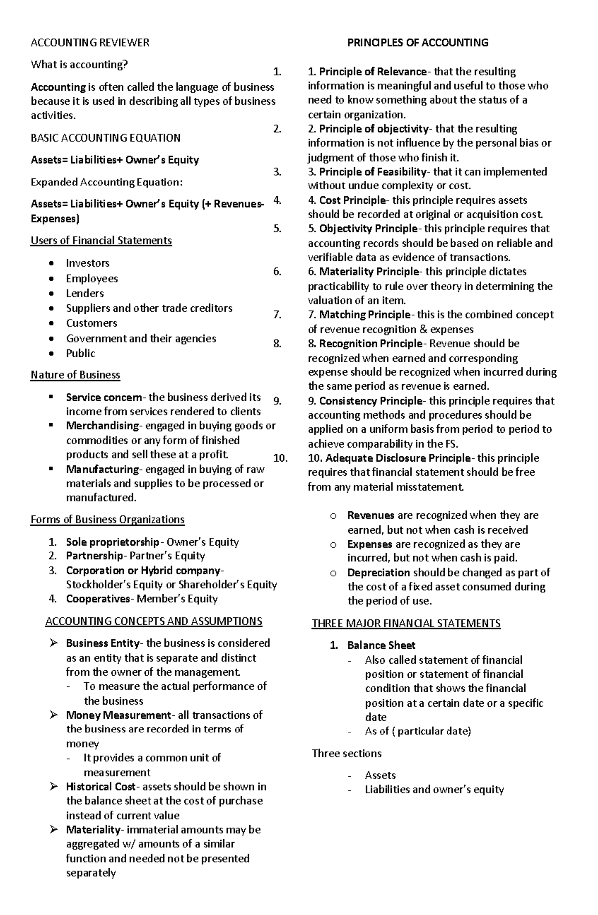 Accounting 101: Comprehensive Review Materials for Exam Prep - Studocu