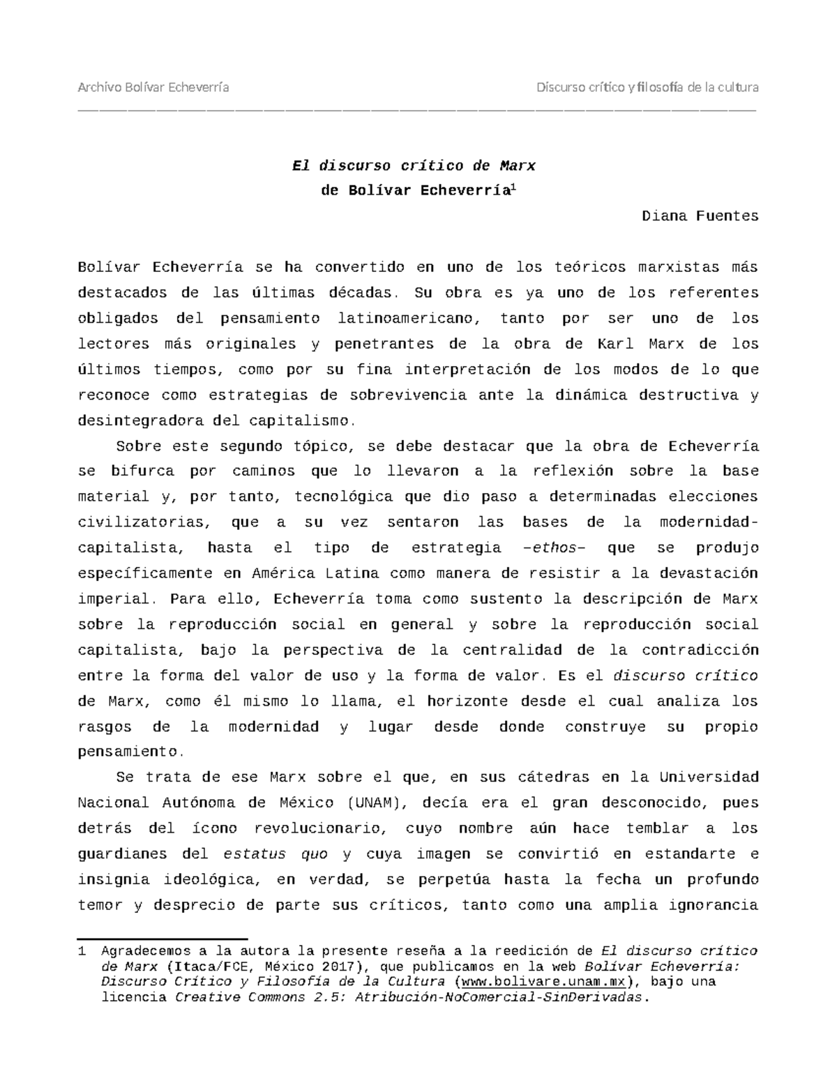 Diana Discurso Critico Marx - - Studocu