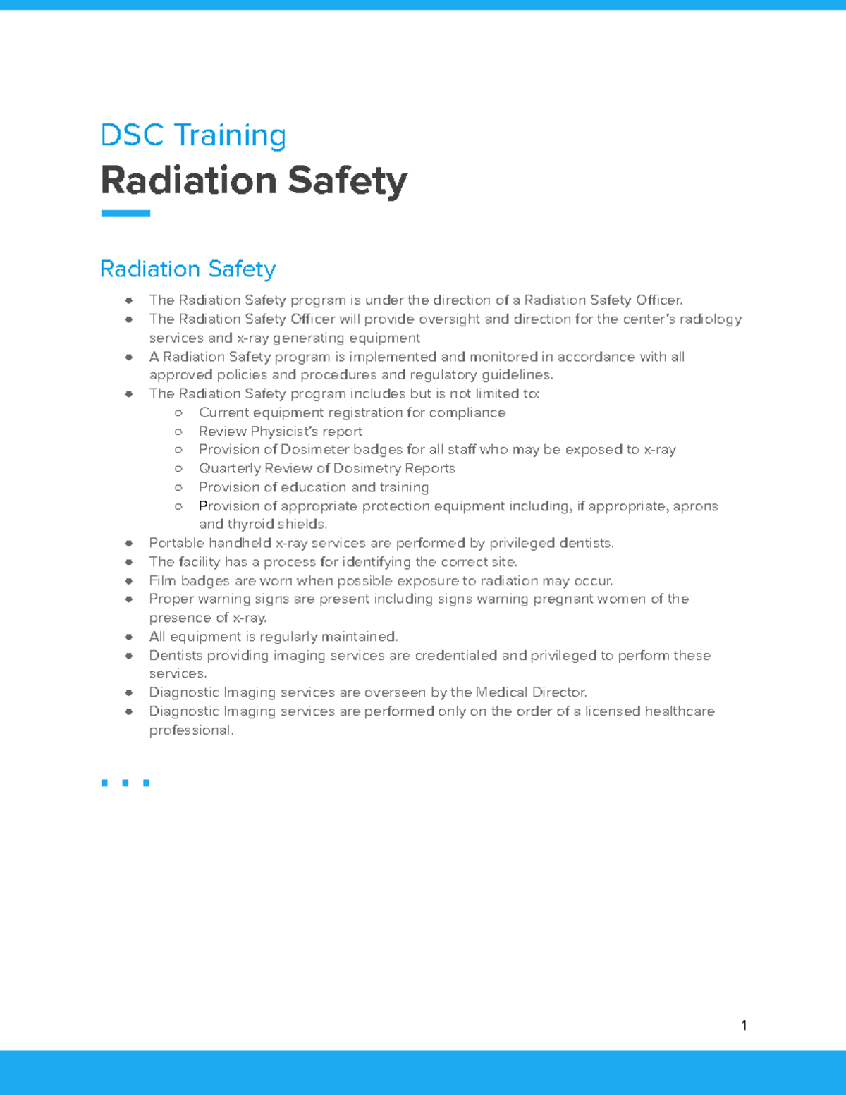 DSC Training - Radiation Safety Program Overview and Guidelines - Studocu