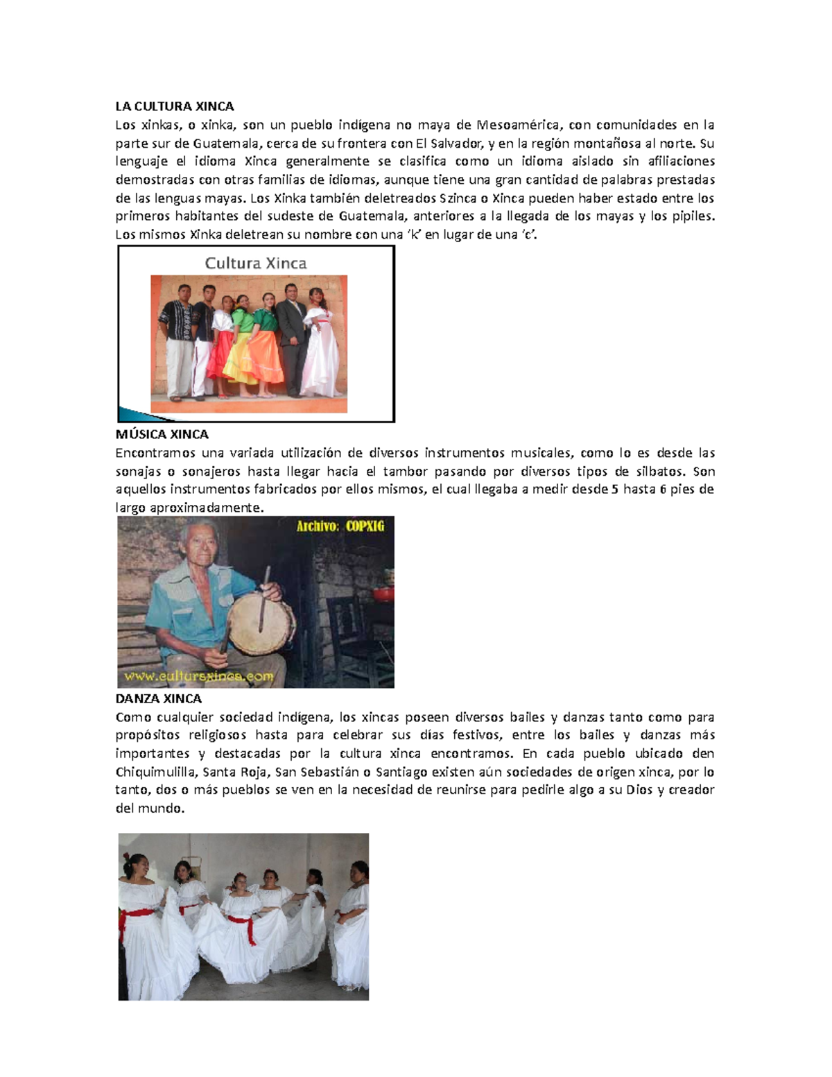 LA CULTURA XINCA Y GARIFUNA: RESUMEN Y TRADICIONES CULTURALES - Studocu