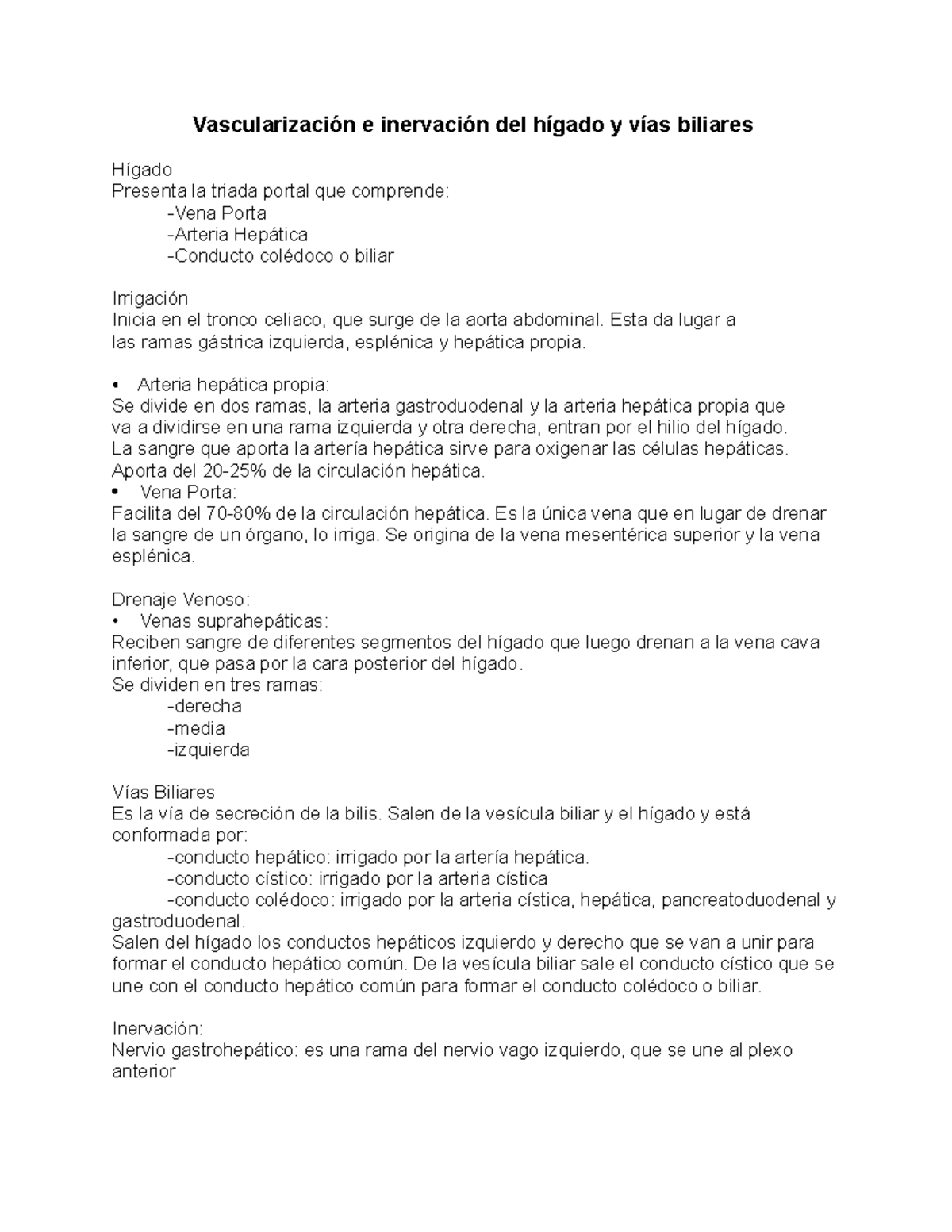 Irrigación e Inervación del Hígado y Vías Biliares: Resumen Detallado ...