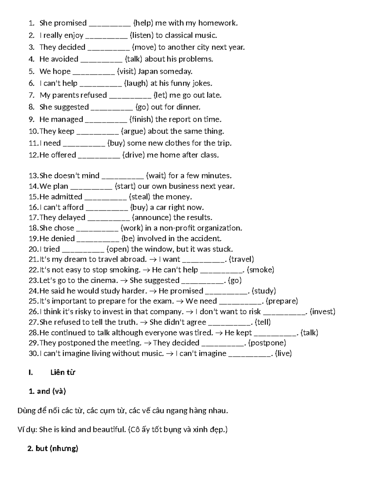 Liên Từ và Trạng Từ Liên Kết - Tài Liệu Học Tập - Studocu