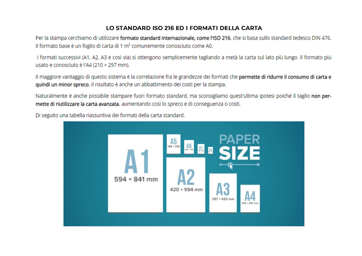 LO Standard ISO 216 ED I Formati Della Carta - LO STANDARD ISO 216 ED I ...