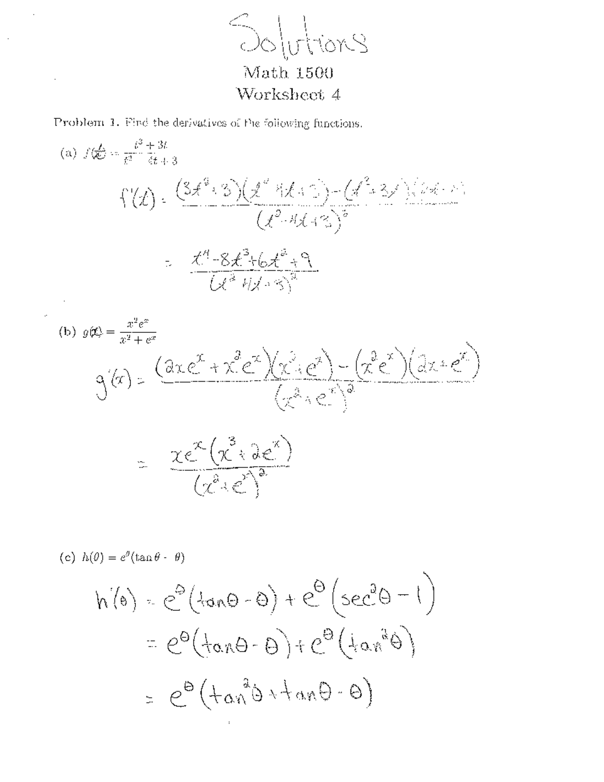 Worksheet 4 - Solutions - MATH 1500 - Studocu