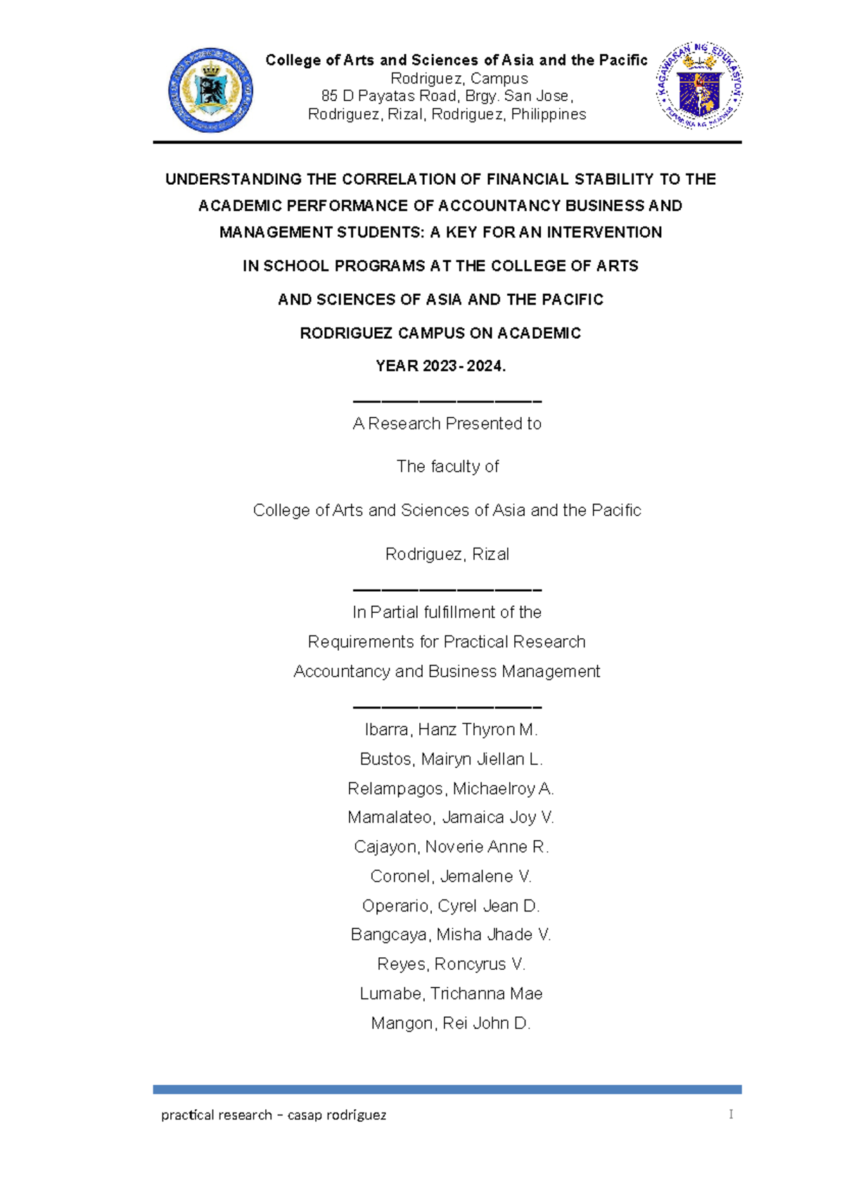 Correlation of Academic Performance and Financial Stability: A Study ...
