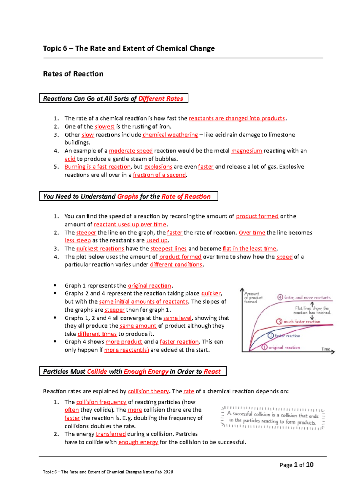 GCSE Chemistry C6 Revision Notes: Rate and Extent of Chemical Changes ...